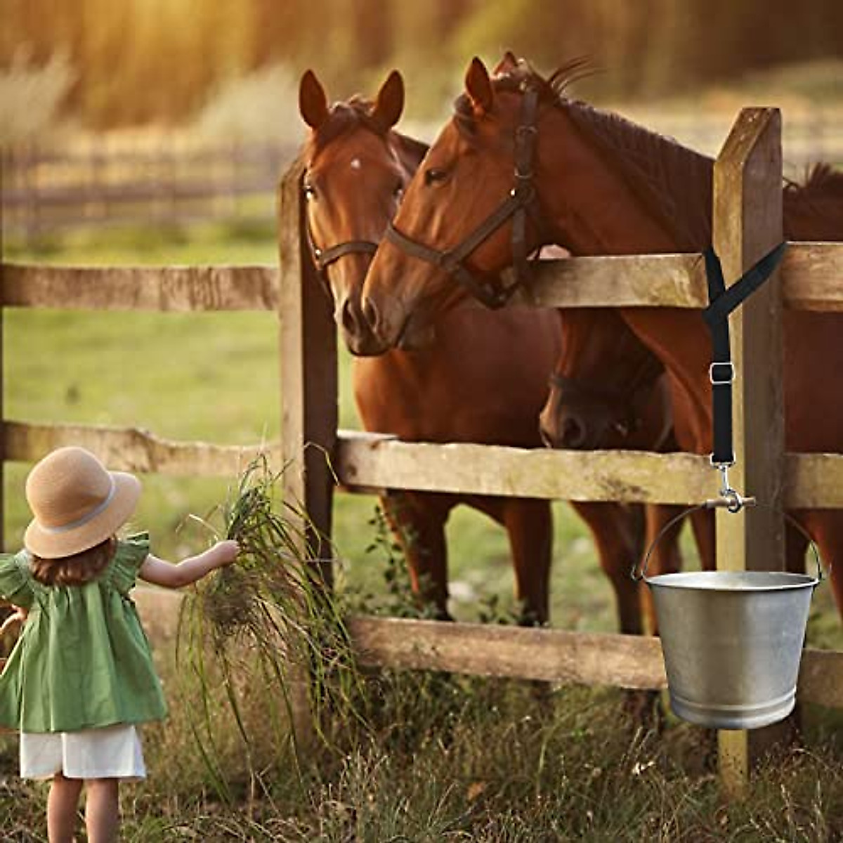 Cotton Horse Bucket Strap Hangers - 4 Pcs Adjustable 28" to 50" Length, Horse Goat Suppliers for Hay Nets, Water Buckets,Barn Hanging, Outdoor Feeders and Heavy Duty Horse Water Feed