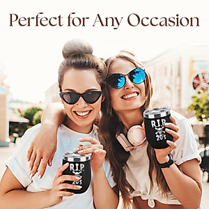 shop4ever RIP 20's Skull 30 Year Old Thirty Engraved Insulated Stainless Steel Wine Tumbler with Lid 12 oz. 30th Birthday Gift Dirty 30 (Black)