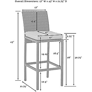 Crosley Furniture KO70143BR-GY Palm Harbor Deluxe Wicker Bar Stool with Cusion, Brown, Set of 2