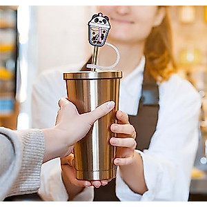 Fepdiu 6pcs Straw Covers Cap for Stanley Cup,6-8mm Cartoon Straw Cover,Reusable Drinking Silicone Straw Covers,Dust Proof Straw Toppers Covers for Stanley Cup Accessories