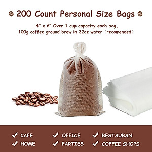 200 Pieces No Mess Cold Brew Coffee Filters,No Mess Coffee Filter Mesh Tea Filter Bags Disposable Mesh Brewing Bags with Drawstring for Concentrate, Coffee Maker, Cold Brew Coffee, Loose Leaf Tea