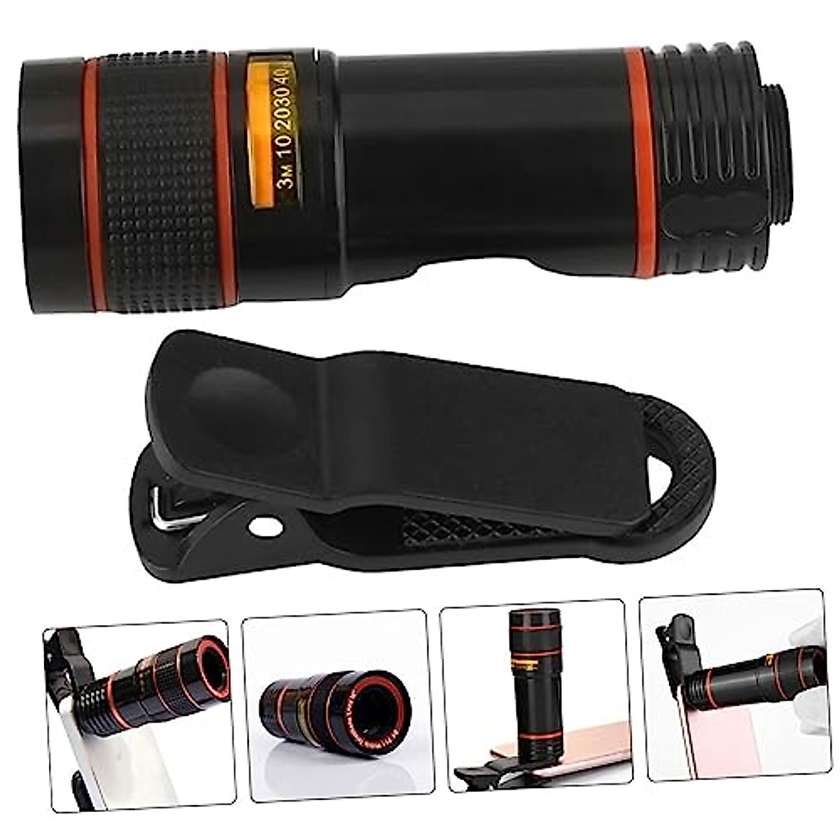 Camera Lenses 2pcs Phone Lens Telephoto Lens Camera Lens Macro Camera Lens Phone Lens with Clamp Clip on Phone Lens Intelligent Macro Lens Cell Phone Travel Abs Black