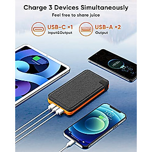 Hiluckey Solar Charger 25000mAh, Outdoor USB C Portable Power Bank with 4 Solar Panels, 3A Fast Charge External Battery Pack with 3 USB Outputs Compatible with Smartphones, Tablets, etc.