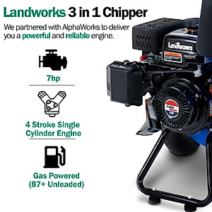 Landworks Wood Chipper 3 in 1 Multi-Function 3" Inch Max Capacity & Earth Auger Power Head Steel 6" Inch x 30" Inch Bit Heavy Duty Electric Cordless Lithium Ion Battery [Bundle Deal]