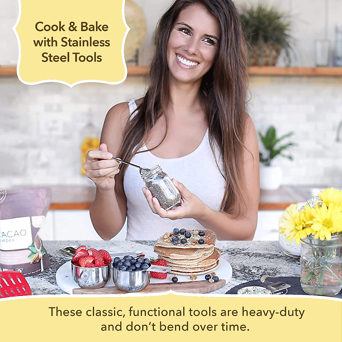 Measuring Cups and Spoons Set of 12 Stainless Steel for Cooking & Baking