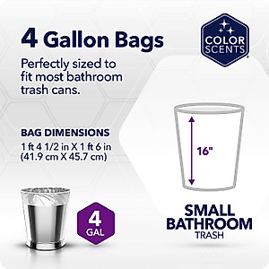 Color Scents Small Trash Bags - 4 Gallon, 80 Bags (1 Pack of 80 Count), Twist Tie - Lavender Bag in Lavender Scent with Microban
