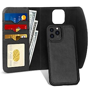 FYY Designed for iPhone 13 Pro 5G Case, [Support Magsafe Charging] 2-in-1 Magnetic Detachable Wallet Phone Case with Card Holder Protective Cover for iPhone 13 Pro 5G 6.1" Black