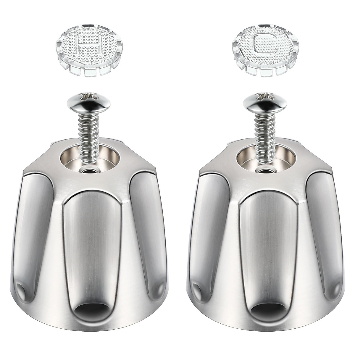 Enhon Faucet Handles, 2 Piece Hot and Cold Faucet Knobs Compatible with Price Pfister Verve Tub Shower, Include 2 Faucet Handles and 2 Screws for Remodeling Trim (Brushed Nickel)