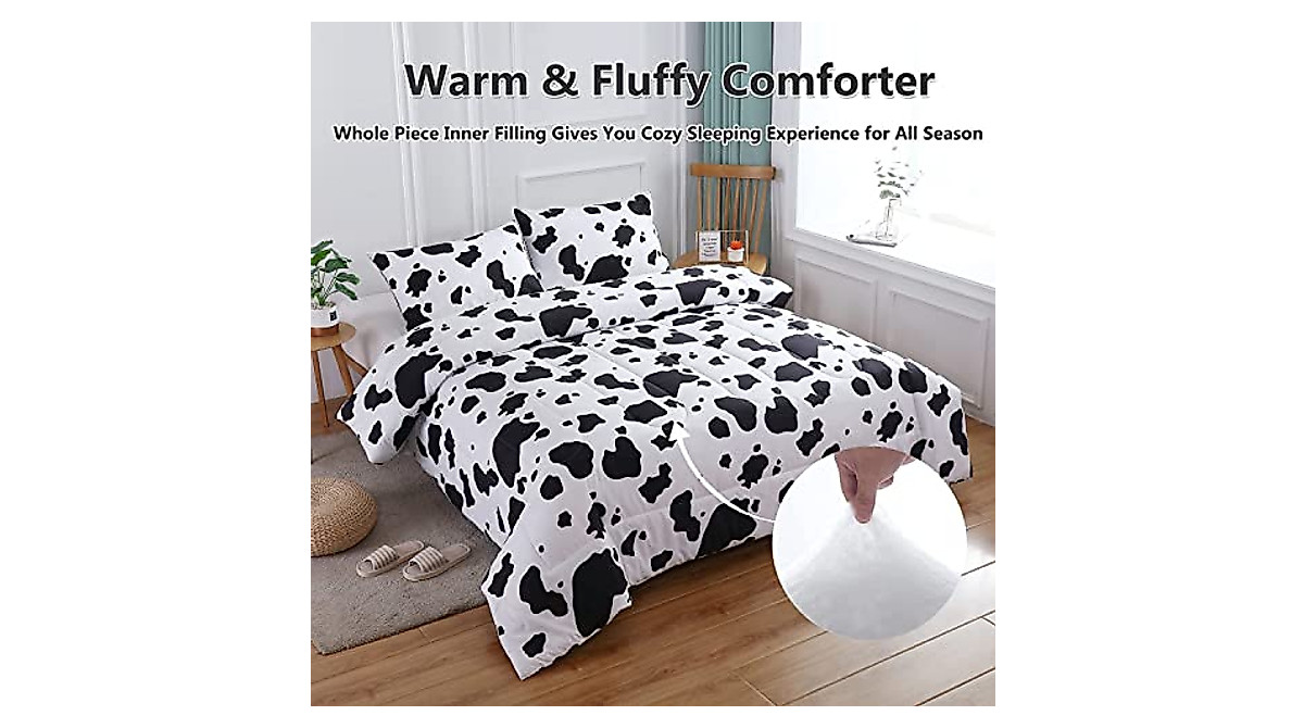 Cow Print Bedding Set - Reversible Comforter for Kids & Teens