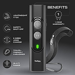 PetSpy N10 Ultrasonic Dog Bark Deterrent, 2 Frequency Modes, Barking Control Device for Indoor and Outdoor with 16 Feet Range, Bark Deterrent Dog Trainer with Training Cards