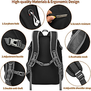 JIELV Lightweight Packable Backpack 30L Small Foldable Hiking Backpack Waterproof Daypack Travel for Women Men Valentines Day Gifts(Orange-1)