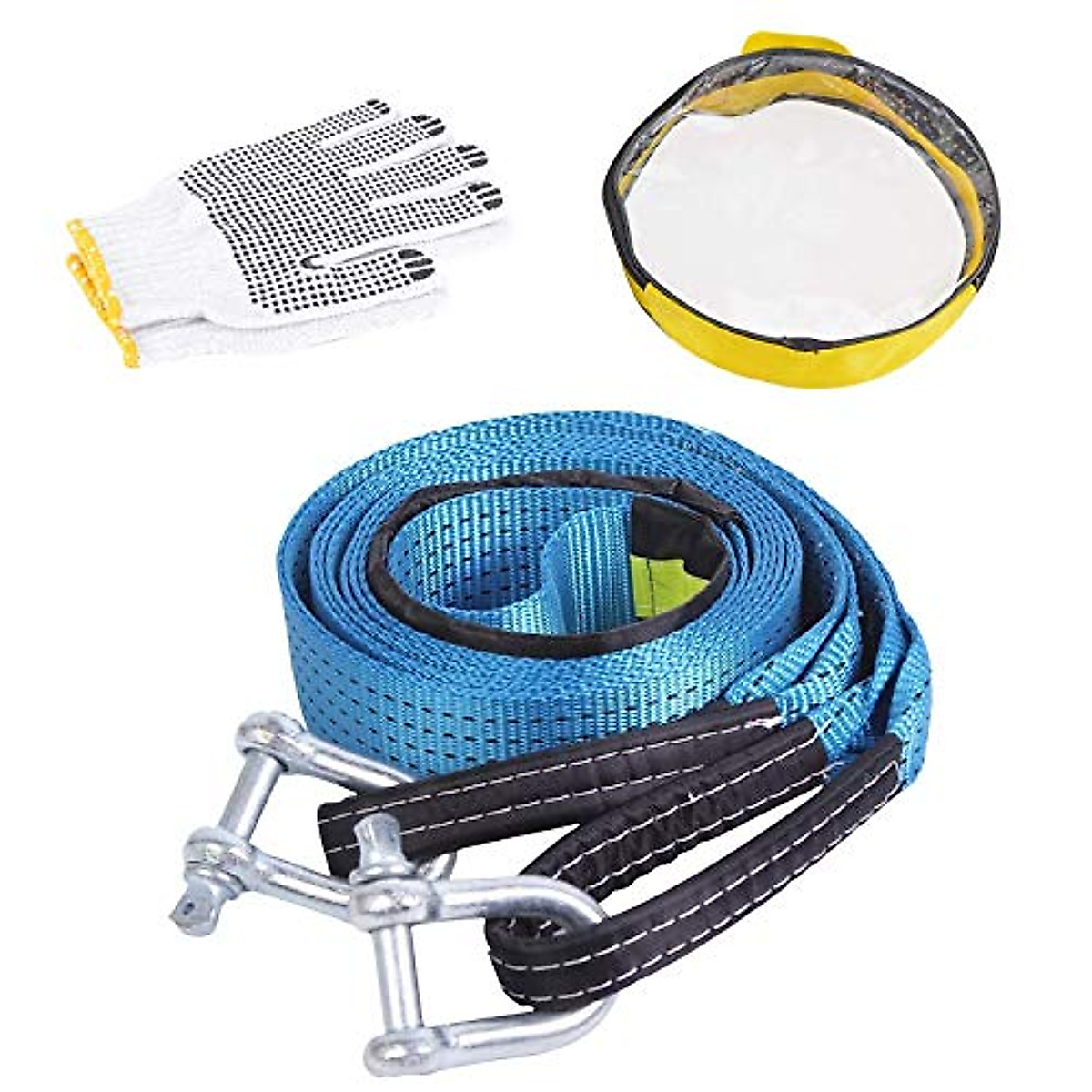 Voilamart Tow Strap Recovery with Hooks 2” x 20ft 17,600LBS Break Strength Towing Strap,Reflective Strip,Pair of Gloves,Storage Bag for Road Recovery Towing Rope Cable Winch Strap,Tree Saver