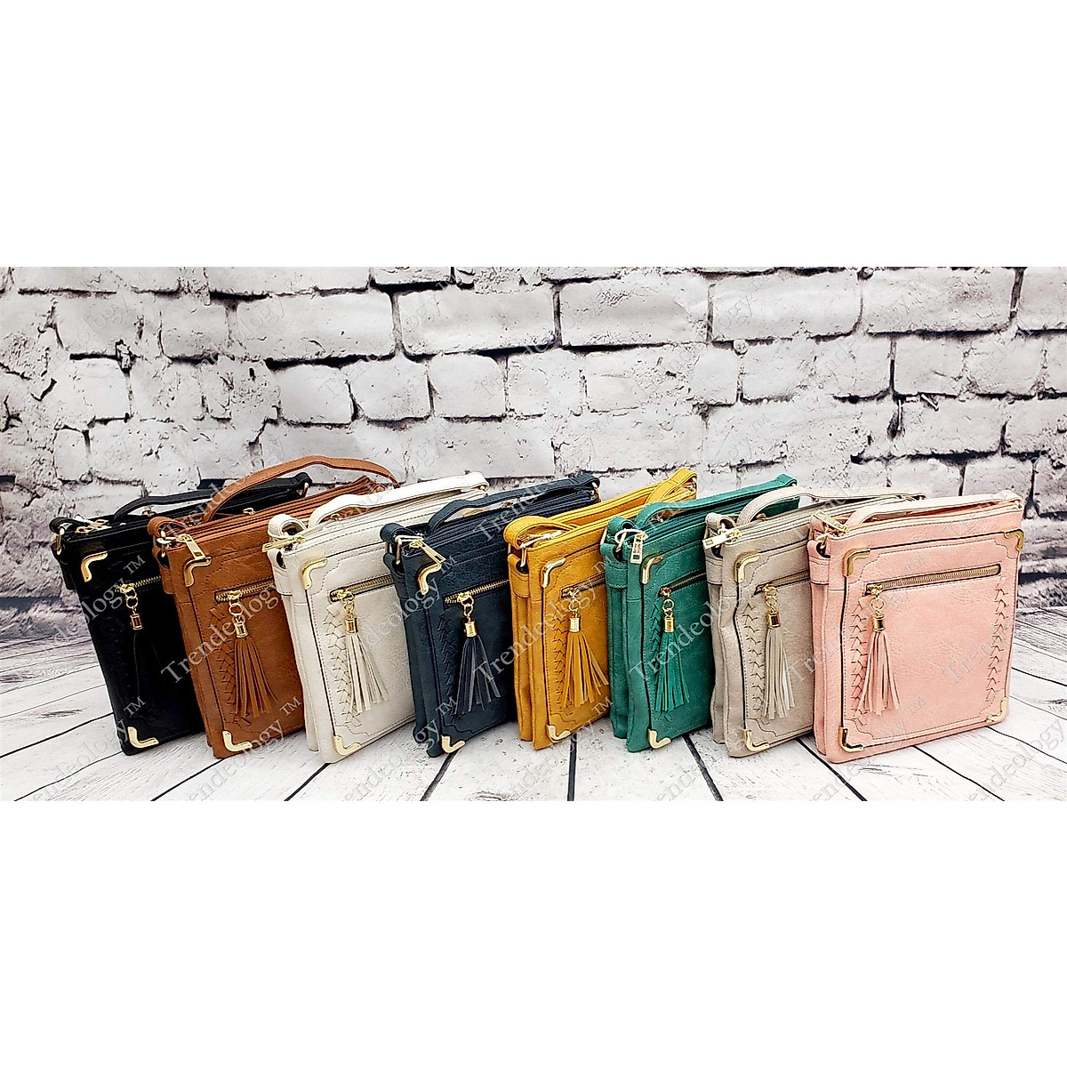 Boho Tassel Braid Detail Large Roomy Vegan Leather Multi Compartment Crossbody Shoulder Bag Messenger