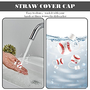 3PCS Straw Cover for Stanley Cup 30&40 Oz 10mm Cloud Silicone Straw Topper Protector Lid with 2PCS 3D Personalized Baseball Charm Stanley Tumblers Accessories (3pcs Baseball +2pcs Baseball Charm)