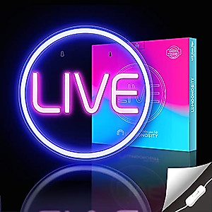 Lumoonosity LIVE Neon Signs - LED Live On Air Neon Lights for Twitch, Tiktok, Youtube Streamers/Gamers - Cool Live Streaming/Recording Sign - Round Led Sign for Studio, Wall, Bedroom, Game Room Decor