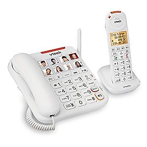 VTech SN5147 Amplified Corded/Cordless Senior Phone System with 90dB Extra-Loud Visual Ringer, Big Buttons & Large Display (Renewed)