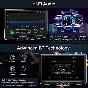 2G+32G Android 10 inch Single Din Car Stereo with Wireless Apple Carplay, Adjustable Touch Screen Bluetooth Car Radio Audio with GPS Navigation Android Auto WiFi USB FM HiFi + Backup Camera
