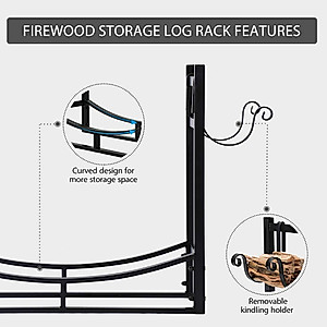 VIVOHOME 3ft Heavy Duty Indoor Outdoor Firewood Storage Log Rack with Kindling Holder
