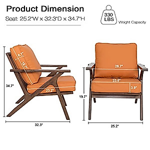 ONG Mid Century Accent Chair Brown Leather - Modern Armchair Upholstered Cushioned with Wooden Armrest Wood Legs Lounge Single Sofa Chair for Living Room Bedroom Home Furniture 330lbs (Brown Leather)