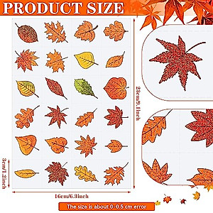 Nosiny 240 Pcs Fall Glitter Temporary Tattoos Maple Leaves Stickers Autumn Tattoo Sticker Fall Leaves Glitter Tattoos for Fall Thanksgiving Them Party Body Face Women Men Kids