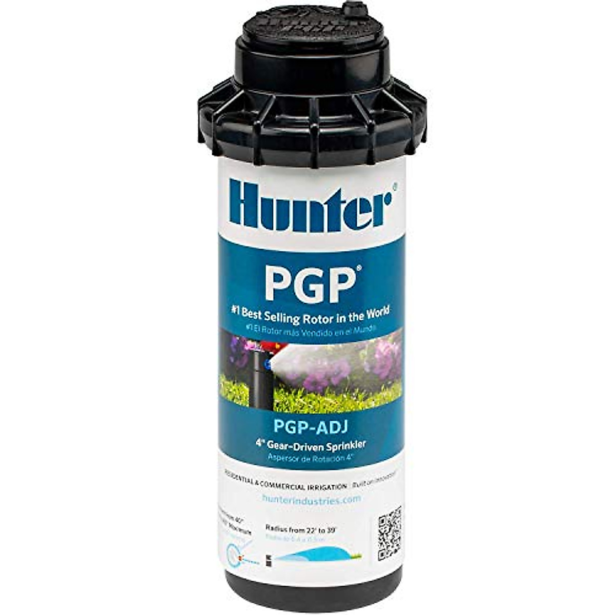 Hunter PGP-ADJ 3/4" Rotor Sprinkler, Precision Automatic Lawn Sprinkler Head With Adjustable Arc & Watering Distance to Prevent Overwatering