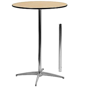 Flash Furniture 30'' Round Wood Cocktail Table with 30'' and 42'' Columns, Beige