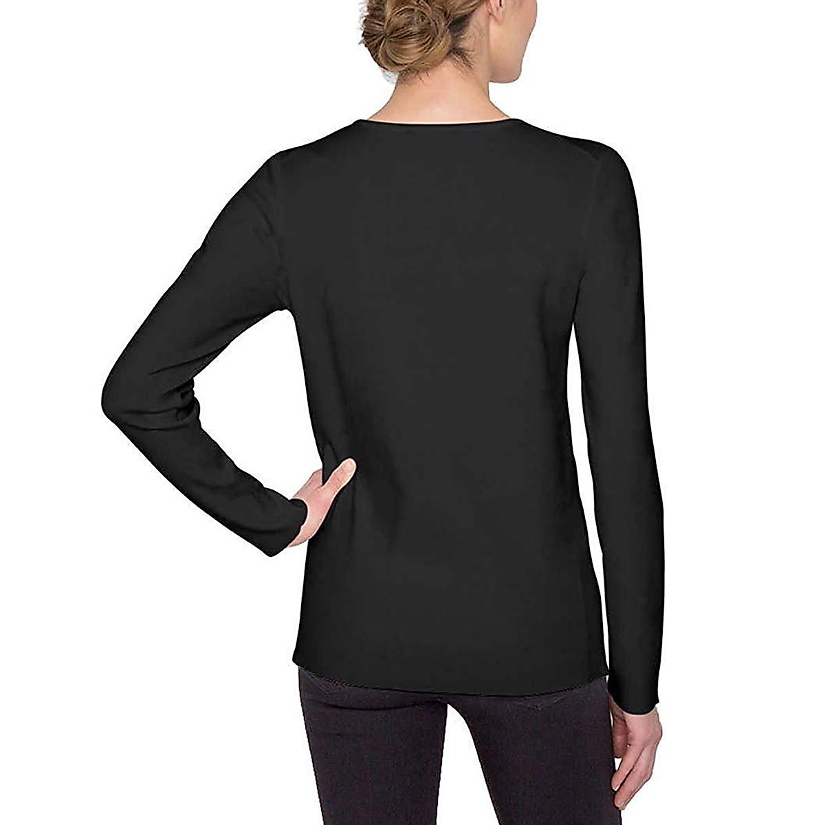 Kirkland Signature Ladies’ Crewneck Sweater (Black, X-Large)