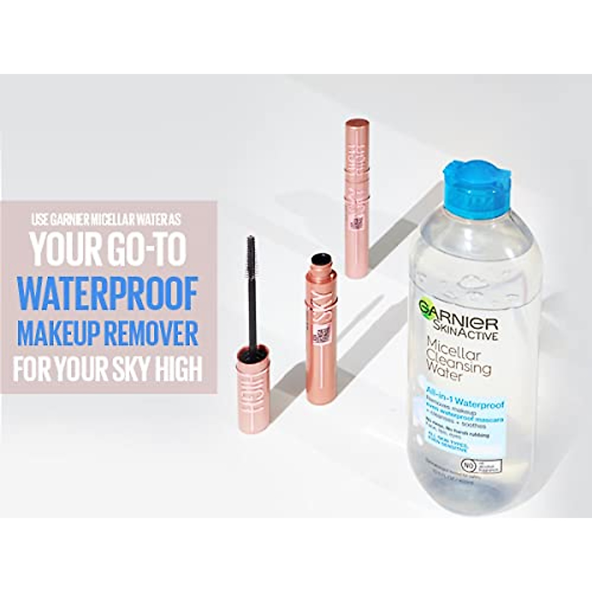 Garnier SkinActive Micellar Water For Waterproof Makeup, Facial Cleanser & Makeup Remover, 13.5 fl. oz, 1 count (Packaging May Vary)