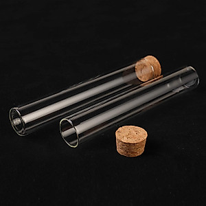 JODIO Glass Test Tubes,18PCS 55ml Clear Flat Test Tubes with Corks Stopper,for Scientific Experiments, Party Decorations, Candy Storage,as Bath Salt Containers(25x120mm)
