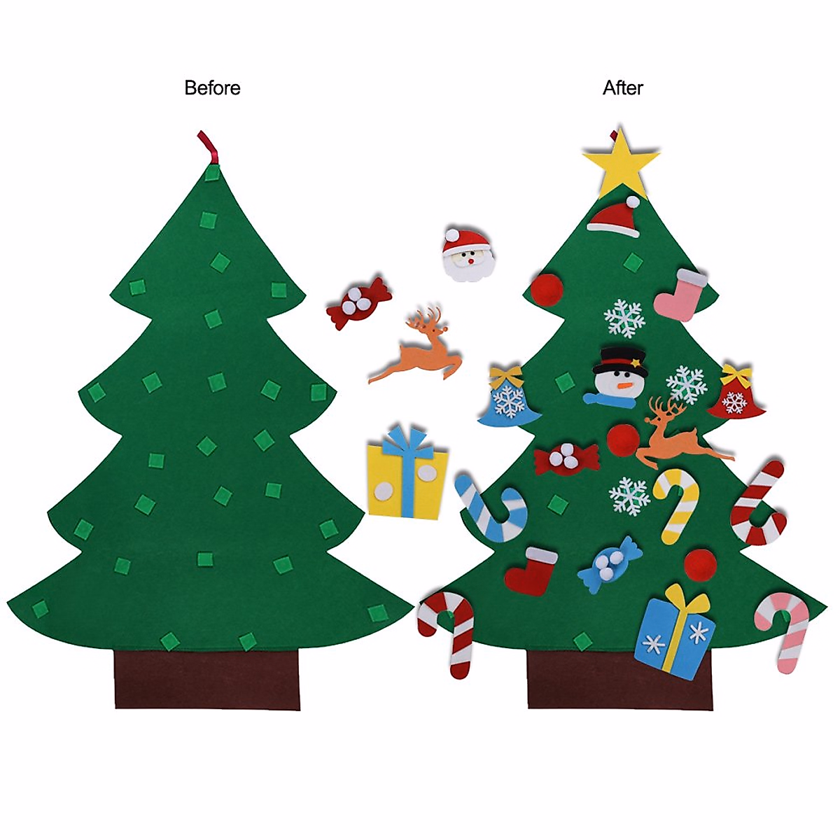 AerWo DIY Felt Christmas Tree Set + 26pcs Detachable Ornaments, Kids Wall Hanging Xmas Gifts for Christmas Decorations