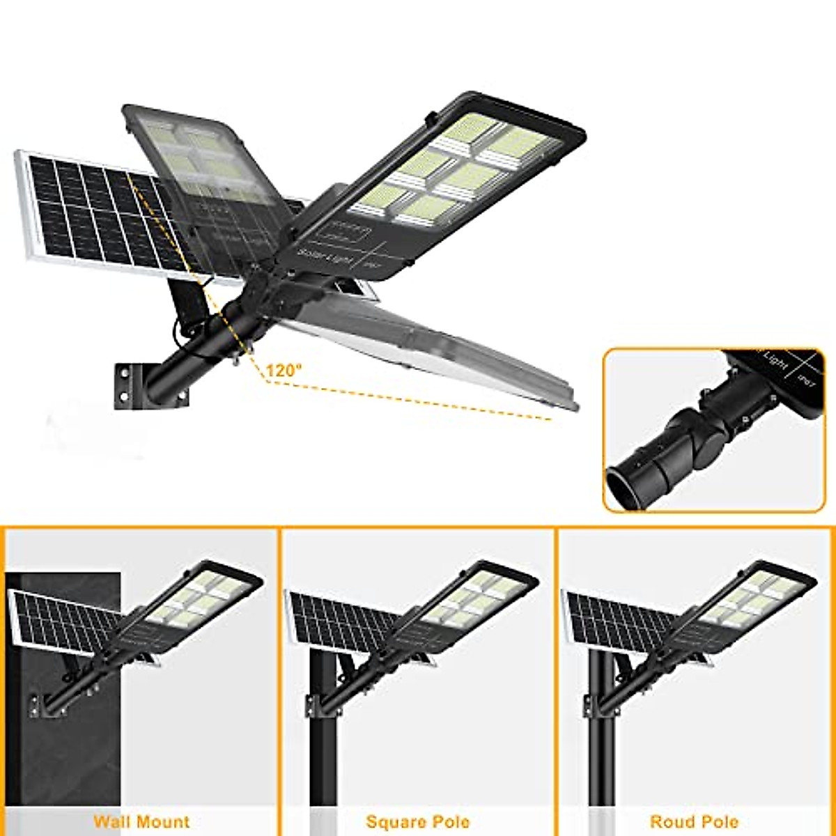 AITERMOND 1400W Solar Street Light, Dusk to Dawn, 6000K LED Flood Lights with Remote Control & Motion Sensor, Waterproof IP67 Security Light for Yard, Garden, Parking Lot