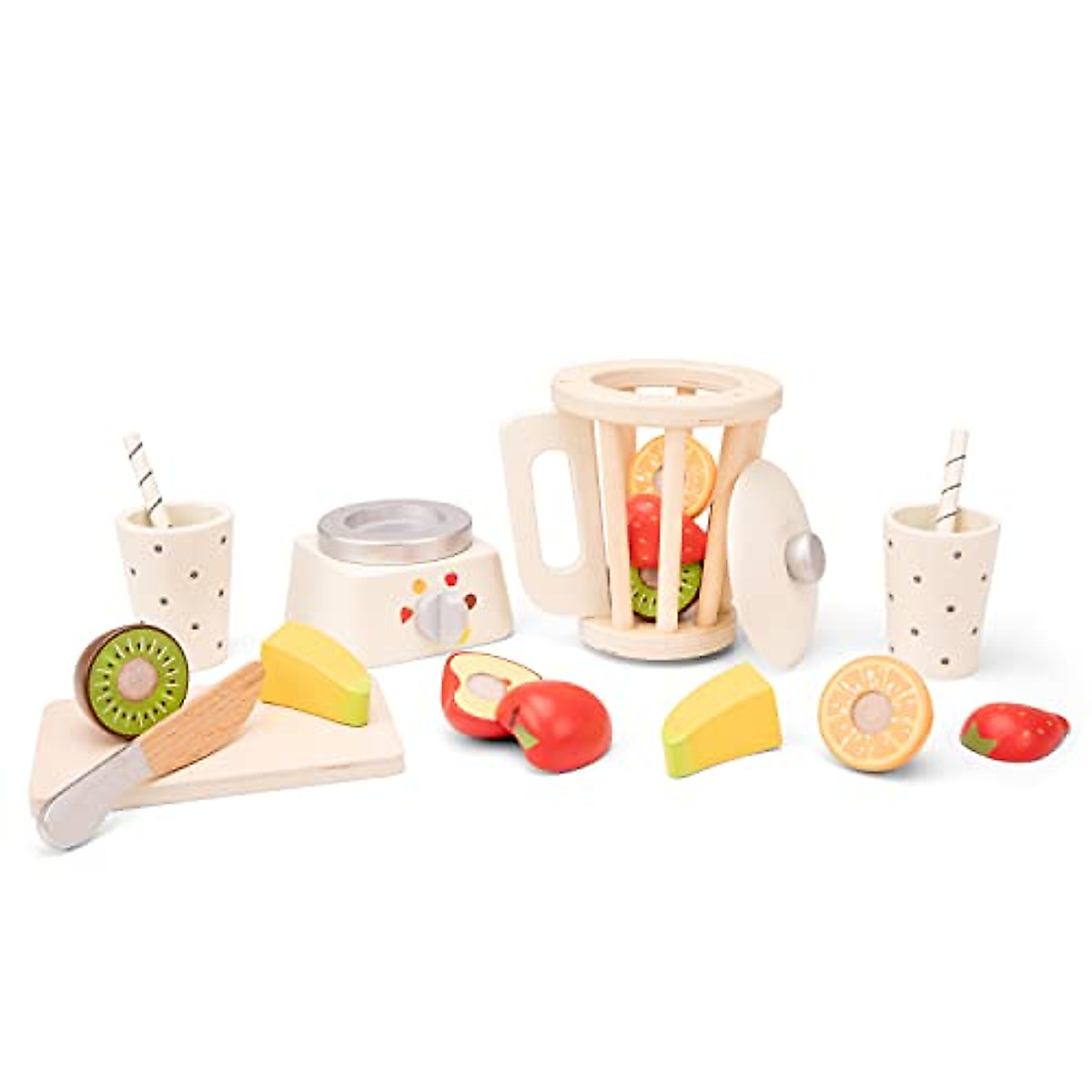 New Classic Toys Wooden Smoothie Set - Pretend Play Toy for Kids Cooking Simulation Educational Toys and Color Perception Toy for Preschool Age Toddlers Boys Girls