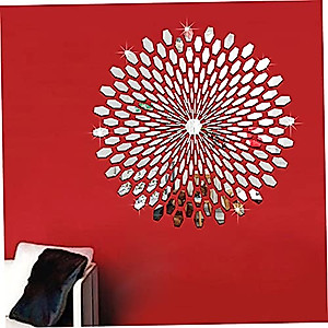 3D Sun Flower Mirror Wall Stickers Acrylic Mirror Wall Decals DIY Removable Sun Pattern Modern Mirror Surface Wall Decor for Bedroom Living Room Office TV Background Home Decoration Silver