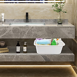 Nicesh 18 Quart Large Dish Pan, 3-Pack Plastic Rectangular Wash Basin, White