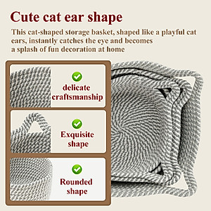 Hevtsde 3PCS Small Woven Basket - Cotton Rope Woven Baskets, Cute Woven Storage Basket, Small Baskets for organizing, Multifunctional Storage Baskets for Cosmetics Snacks Toys (Gray)