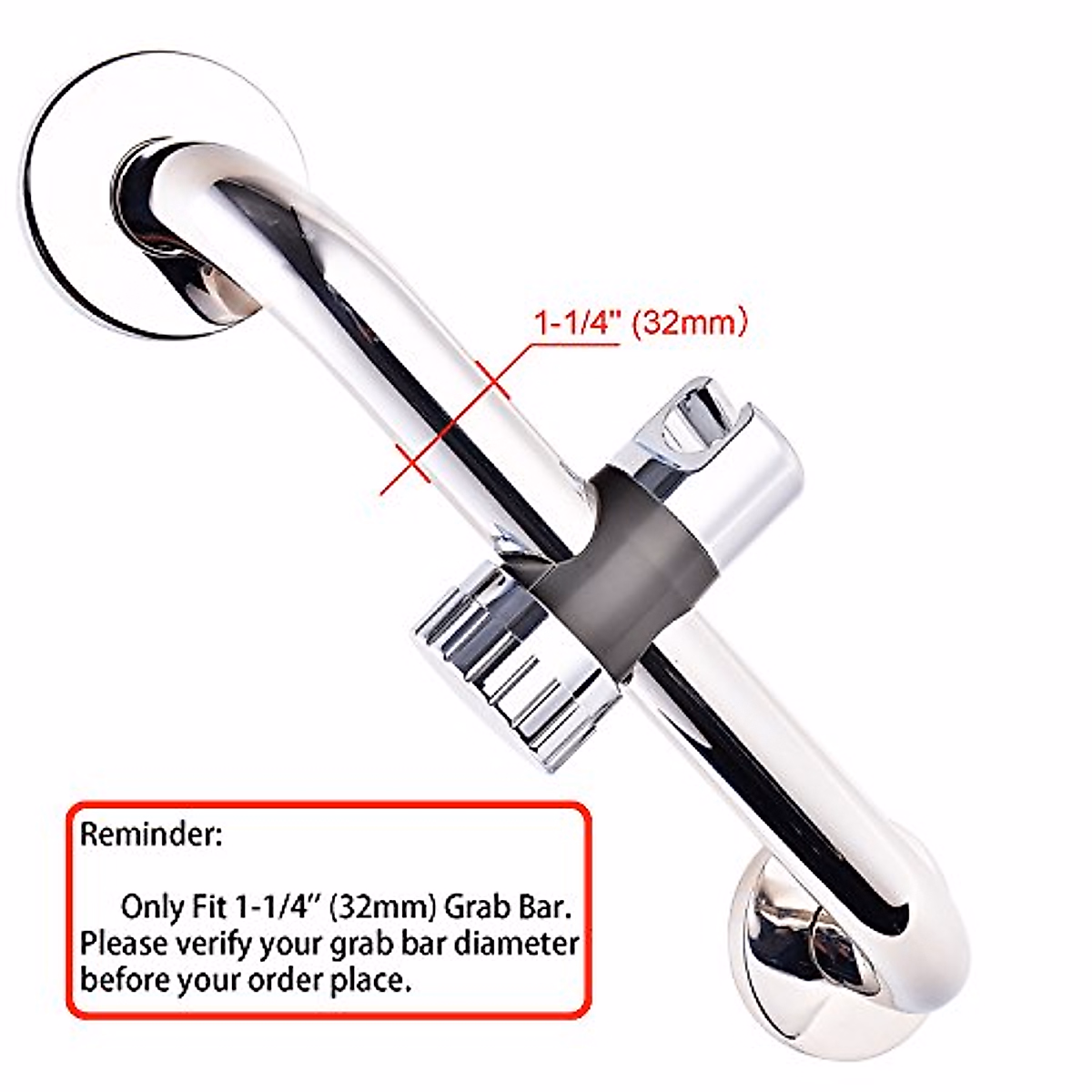 YOO.MEE ADA Grab Bar Hand Shower Bracket, ONLY FIT DIAMETER 1.25'' (32mm) Safety Grab Rail, Split-type design in 5 seconds Easy Installation