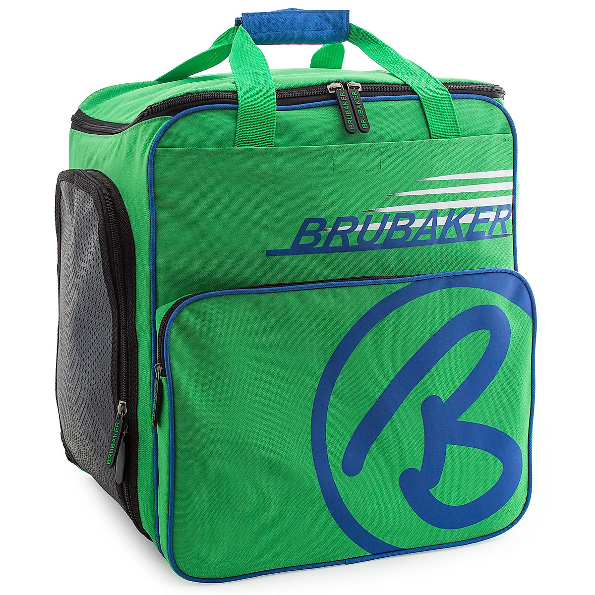 BRUBAKER Champion Combo - Limited Edition - Ski Boot Bag and Ski Bag for 1 Pair of Ski up to 190 cm, Poles, Boots and Helmet - Green Blue