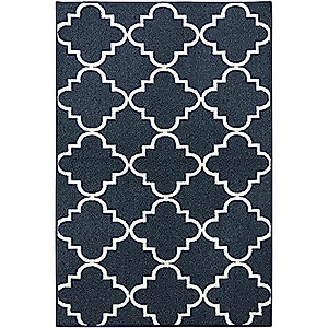 Mohawk Home Soho Fancy Trellis Geometric Lattice Printed Area Rug, 2 ft 6 in x 3 ft 10 in, Navy