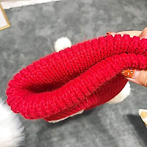 POPETPOP Funny Cat Dog Christmas Hat - Adorable Pet Christmas Outfits for Dogs - Cute Knit Winter Warmer Snood Pet Headwear - Pet Party Accessories (Red, Size M)