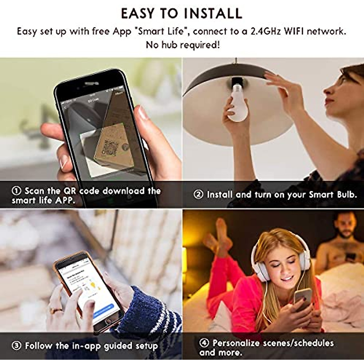 Minoston Smart Light Bulb, Alexa WiFi LED Light Bulb, A19 RGBCW Color Changing, 2700K-6500K Multi-White Dimmable, Works with Alexa and Google Assistant, 2.4GHz, 800LM, 9W, E26, No Hub Required(MB10TW)