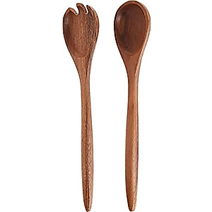 Lipper International Acacia Oblong Salad Servers, 12" Long, One Pair