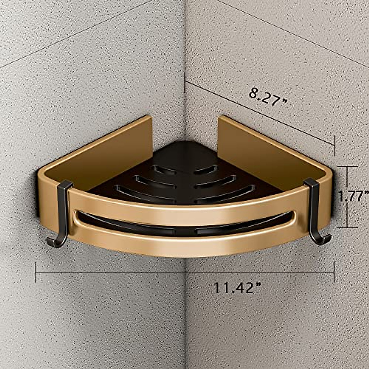 Lovelyduo Corner Shower Caddy 2-Pack, Adhesive Shower Organizer with Large Capacity Aerospace Aluminum Bathroom Shower Shelf for Rustproof, No Drilling, Wall Mount Corner Shower Rack Rose Gold