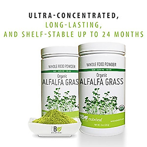 Nubeleaf Alfalfa Grass Powder - Non-GMO, Gluten-Free, Raw, Organic, Vegan Source of Essential Vitamins & Minerals - Single-Ingredient Nutrient Rich Superfood for Cooking, Baking, Smoothies (10oz)