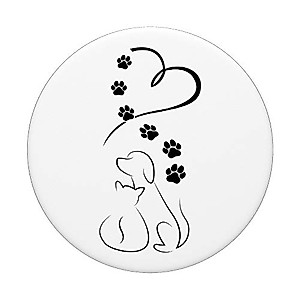 Dog Cat Paws with Heart PopSockets PopGrip: Swappable Grip for Phones & Tablets