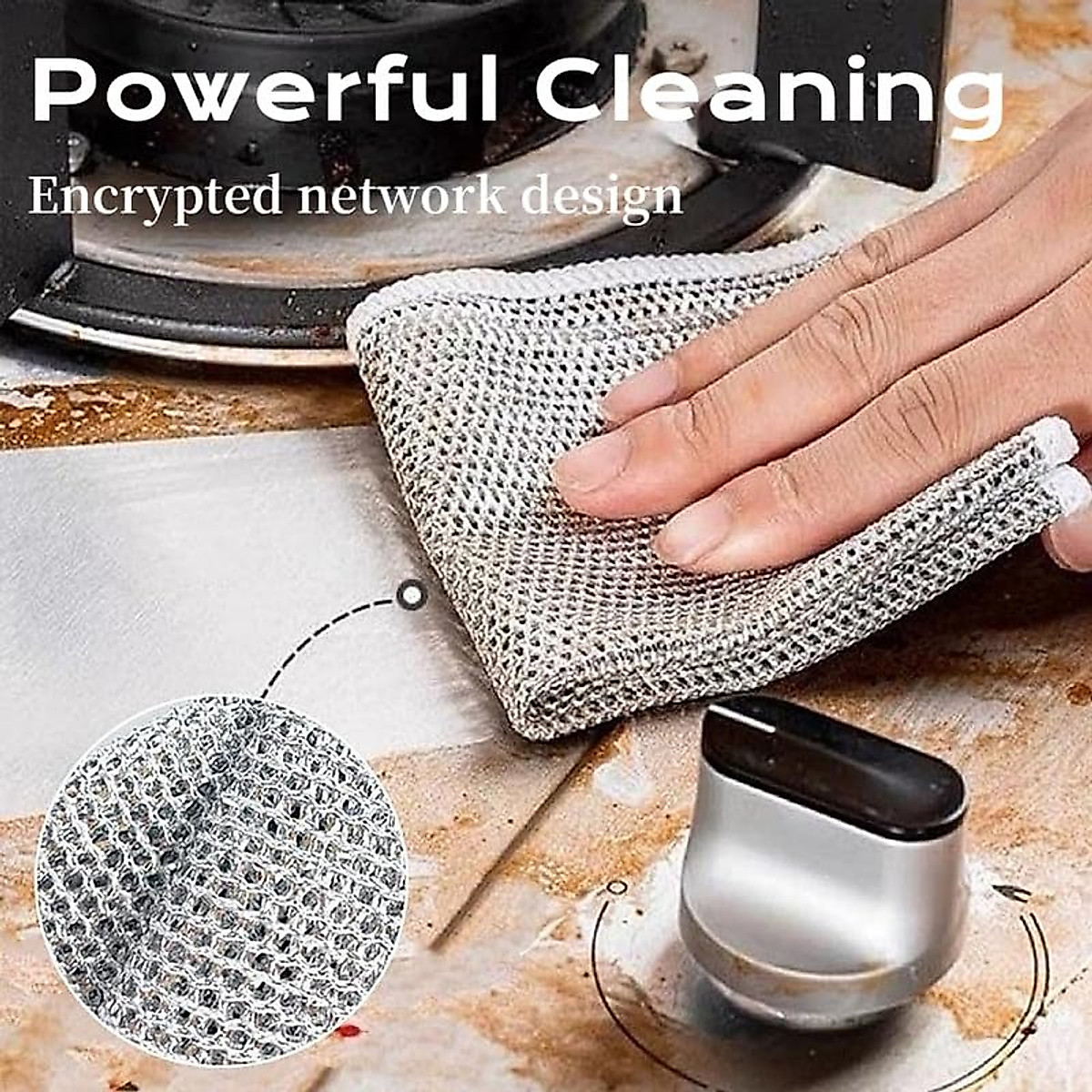 WEERSHUN Multifunctional Non-Scratch Wire Dishcloth,2025 New Steel Wire Dish Towel for Wet and Dry Wire Dishcloth for Dishes Sinks Counters Tops of Stoves(5pcs)