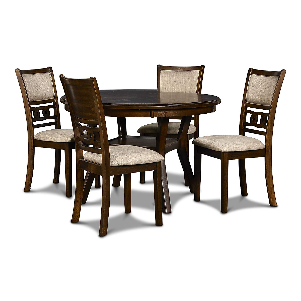 New Classic Furniture Gia 5-Piece Round Dining Set with 1 Dining Table and 4 Chairs, 47-Inch, Cherry