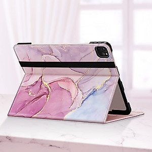 Fintie Folio Case for iPad Pro 12.9" 6th Generation 2022, Multi-Angle Smart Stand Cover w/Pencil Holder & Pocket, Also Fit iPad Pro 12.9 2021 5th & 2020 4th & 2018 3rd Gen, Dreamy Marble