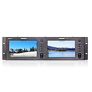 SWIT M-1073H FHD Dual 9-inch Rack Mount Monitor,TFT Panel with LED Backlight with Native Resolution 1920×1200, Contrast 1000:1,Professional Broadcast Monitor for Post and Live Production Broadcast