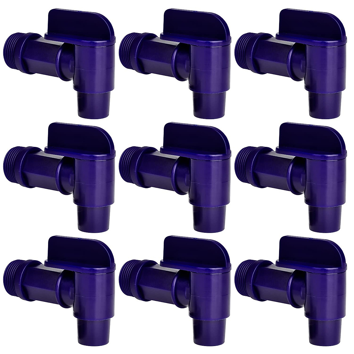 PowGrow Plastic Spigot Faucet, 3/4 NPT Spigot Faucet for Jugs Water Tanks, Durable Polyethylene Material Faucet Replacement Spigot, 1 Inch Thread Size,9-Pack