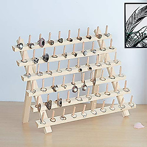 MOOACE 60 Spool Sewing Thread Rack with Hanging Hook, Wall Mounted Wooden Thread Holder Organizer for Embroidery, Hair Braiding, Sewing